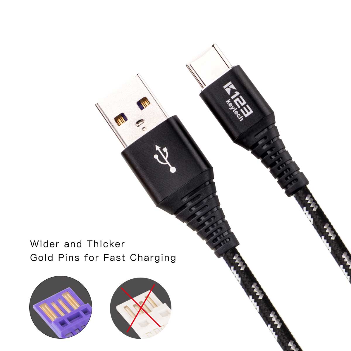 1m/1.5m/2m Nylon Braided Cell Phone USB Data Charger Cable Android Type ...